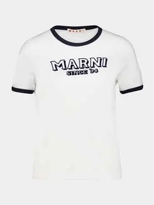 Marni Cotton Jersey T-shirt With Contrast Trims - White