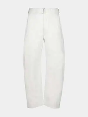 LEMAIRE Twisted Belted Denim Pants - White