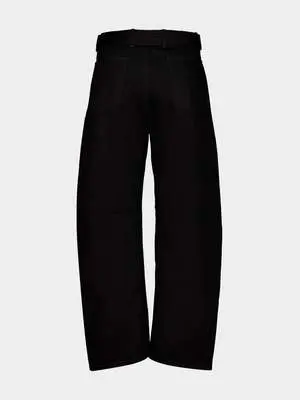 LEMAIRE Twisted Belted Denim Pants - Black