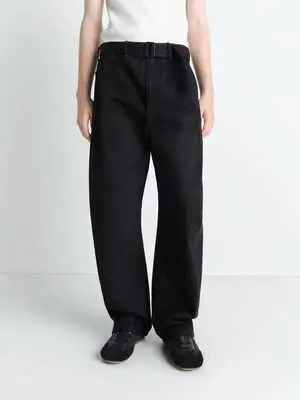 LEMAIRE Twisted Belted Denim Pants - Black