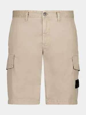 Stone Island Organic Cotton Stretch Cargo Shorts - Beige