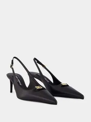 Dolce & Gabbana Silk Nappa Leather Slingbacks