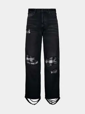 Amiri Flannel Repair Baggy Jeans