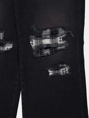 Amiri Flannel Repair Baggy Jeans