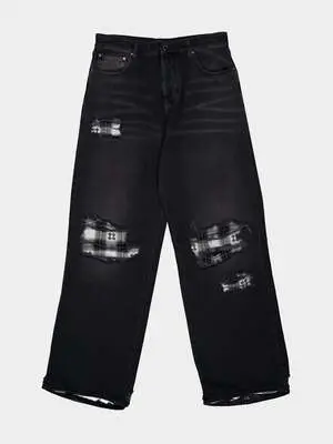 Amiri Flannel Repair Baggy Jeans