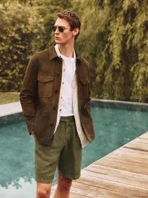 Boglioli Khaki Linen Shorts - Green