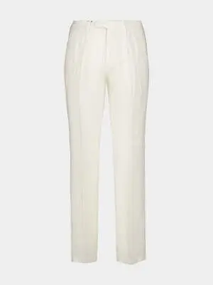 Boglioli Linen Straight Fit Trousers - White