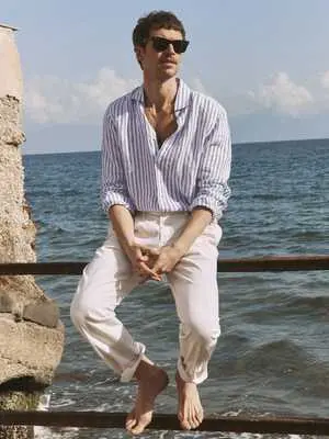 Boglioli Linen Straight Fit Trousers - White