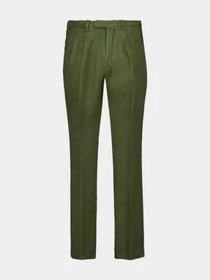 Boglioli Linen Straight Fit Trousers - Green