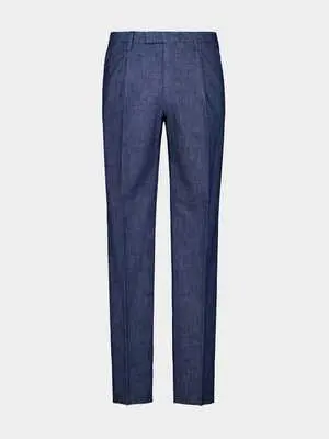 Boglioli Light Cotton Straight Fit Trousers - Blue