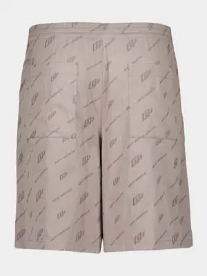 Off-White Jacquard Bowling Shorts - Beige