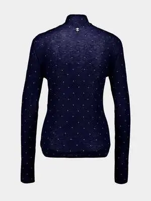 Rabanne Wool Turtleneck With Stud Details - Blue