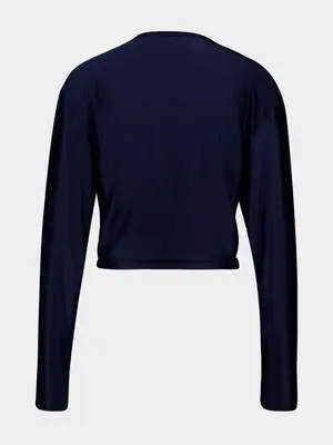 Rabanne Long Sleeve Crop Top With Piercing Detail - Blue