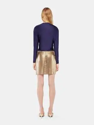 Rabanne Long Sleeve Crop Top With Piercing Detail - Blue
