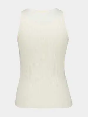 Marni Ribbed Cotton Tank Top With Logo - Cream