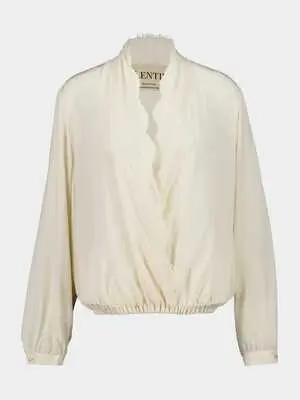 Valentino Garavani Silk Long-sleeve Top - Cream