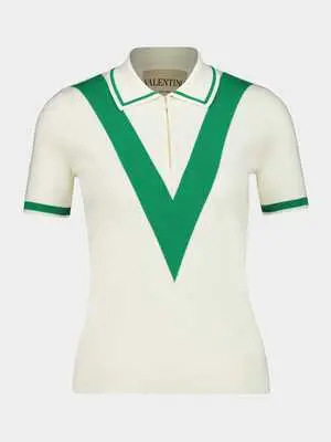 Valentino Garavani Cotton Polo With 'v' Detail - Green