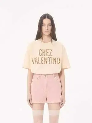 Valentino Garavani Embroidered Cotton T-shirt - Beige