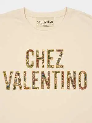 Valentino Garavani Embroidered Cotton T-shirt - Beige