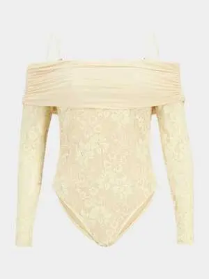 Zimmermann Rebellion Draped Lace Bodysuit - Cream