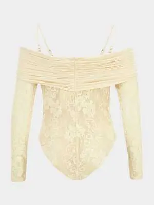 Zimmermann Rebellion Draped Lace Bodysuit - Cream