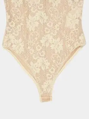 Zimmermann Rebellion Draped Lace Bodysuit - Cream