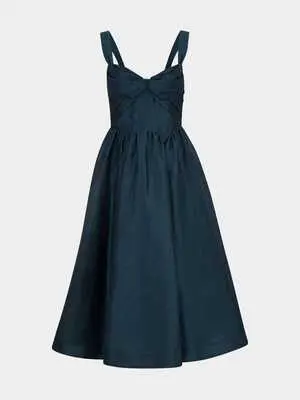Zimmermann Rebellion Drape Midi Dress Blue