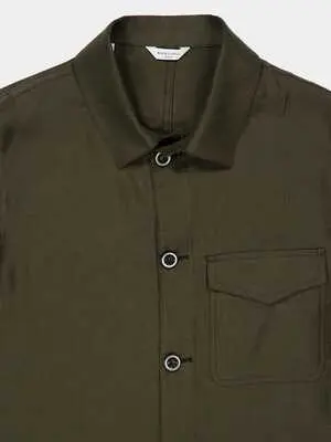 Boglioli Green Linen Long-sleeve Overshirt - Brown