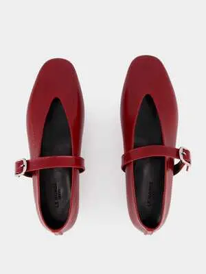 Le Monde Beryl Stella Eel-embossed Leather Slipper - Burgundy
