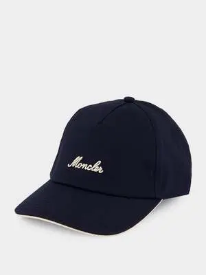 Moncler Logo Cotton Baseball Cap - Blue