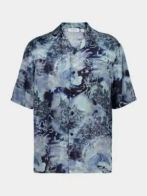 Off-White Printed Viscose Bowling Shirt - Blue