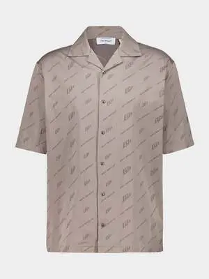 Off-White Cotton Nylon Jacquard Bowling Shirt - Beige