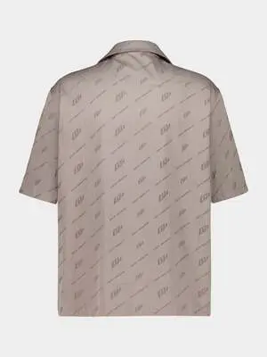 Off-White Cotton Nylon Jacquard Bowling Shirt - Beige