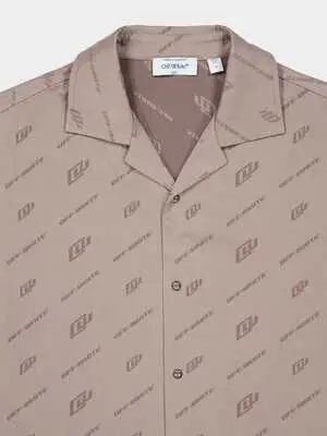 Off-White Cotton Nylon Jacquard Bowling Shirt - Beige