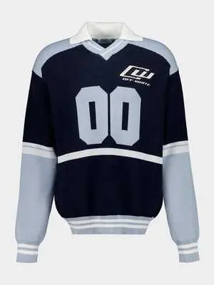 Off-White Navy And Light Sporty Knit Polo - Blue