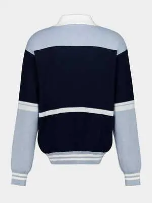 Off-White Navy And Light Sporty Knit Polo - Blue