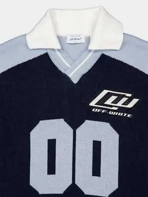Off-White Navy And Light Sporty Knit Polo - Blue