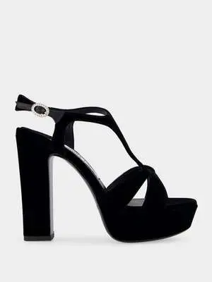 JIMMY CHOO Kesia 120 Velvet Platform Sandals - Black