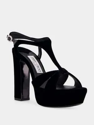 JIMMY CHOO Kesia 120 Velvet Platform Sandals