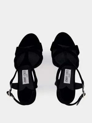 JIMMY CHOO Kesia 120 Velvet Platform Sandals