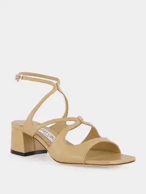 JIMMY CHOO Azilia 45 Chai Nappa Leather Sandals - Beige