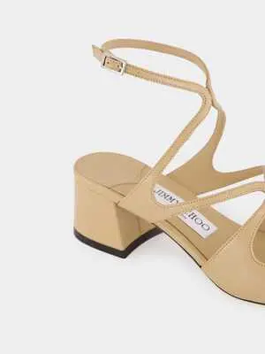 JIMMY CHOO Azilia 45 Chai Nappa Leather Sandals - Beige
