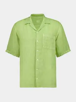 120% Lino Apple Soft Linen Short-sleeved Shirt - Green