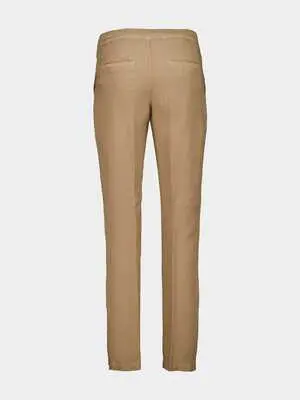 120% Lino Savana Linen Drawstring Trousers - Beige