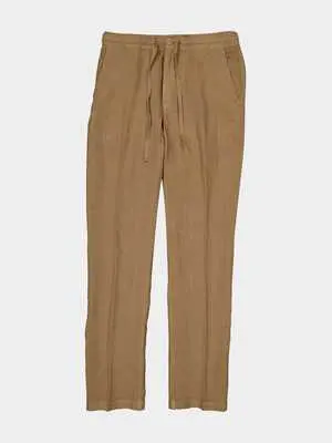 120% Lino Savana Linen Drawstring Trousers - Beige