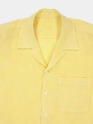 120% Lino Zafferano Linen Short-sleeved Shirt - Yellow