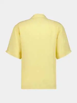 120% Lino Zafferano Linen Short-sleeved Shirt - Yellow