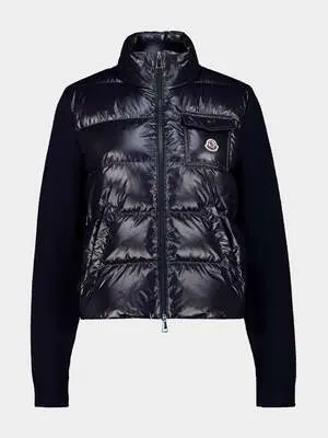 Moncler Padded Zip-up Wool Cardigan - Blue