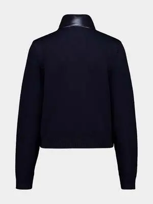 Moncler Padded Zip-up Wool Cardigan - Blue
