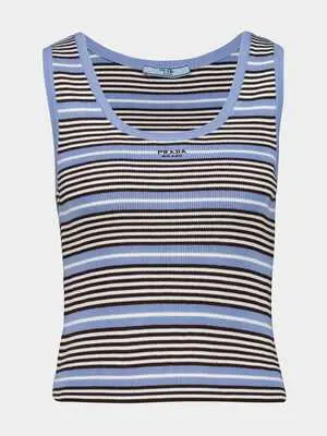 Prada Striped Cotton Knit Tank Top - Multicolour